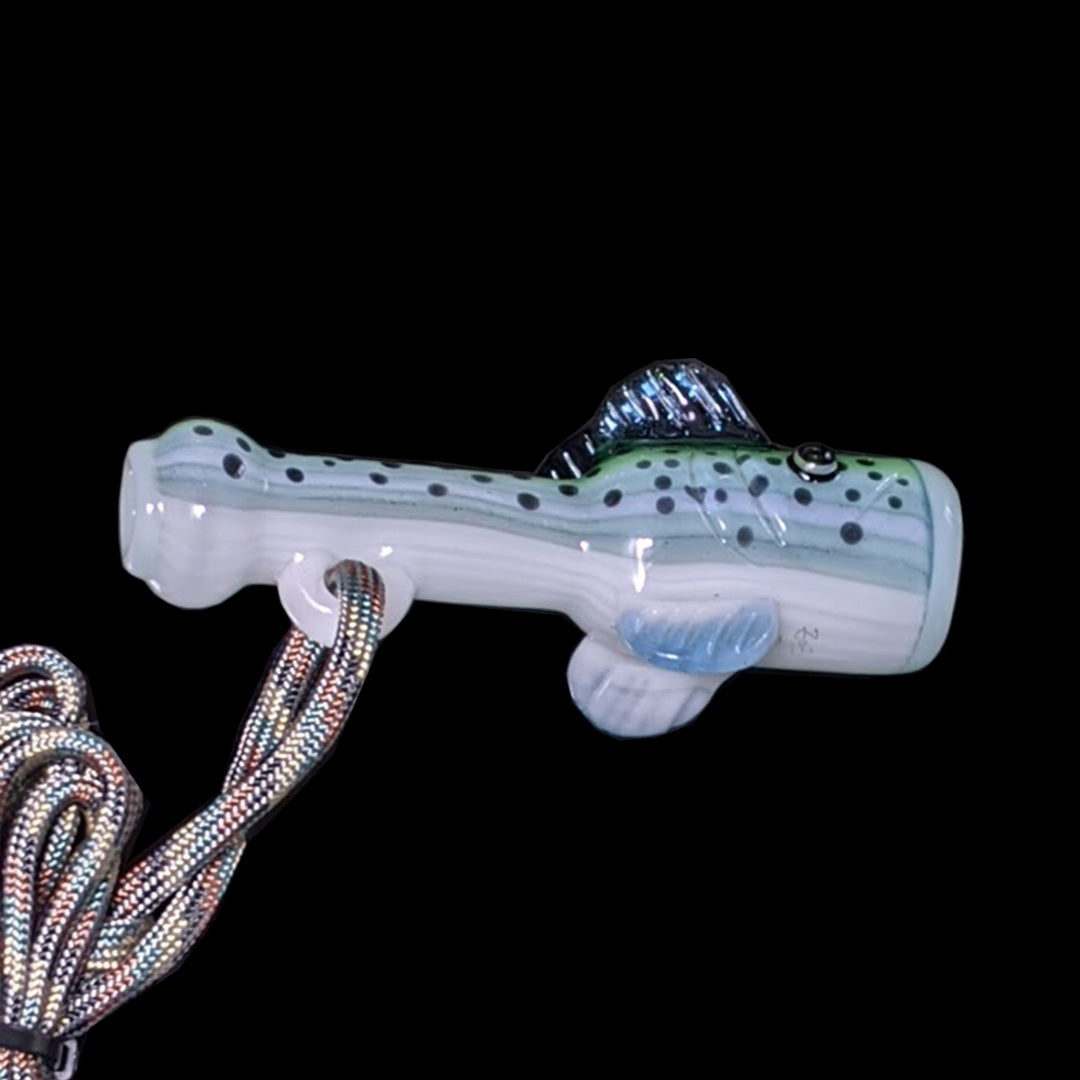 603 Glass - Rainbow Trout Fish Whistle Traveler Chillum – Glass Art RVA